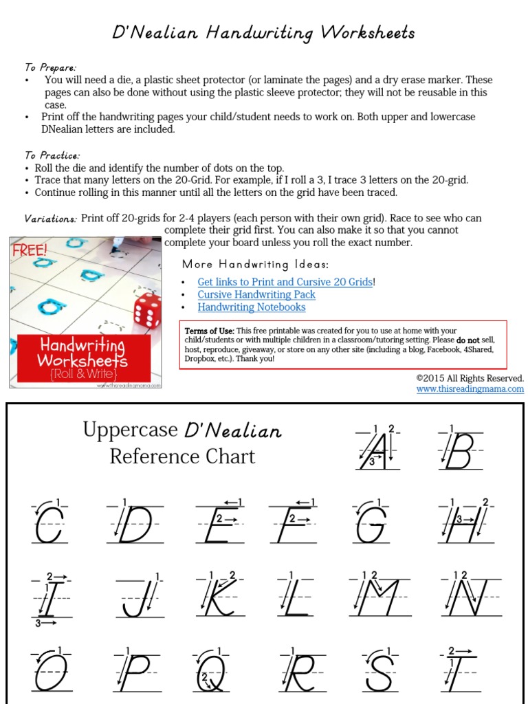 DNealian Style Writing Worksheets - HandwritingPractice.net - Worksheets Library