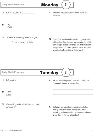 DAILY MATH PRACTICE GRADE 6 - Worksheets Library