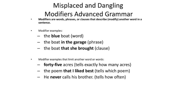 Dangling And Misplaced Modifiers Test Quiz Trivia And Questions Worksheets Library
