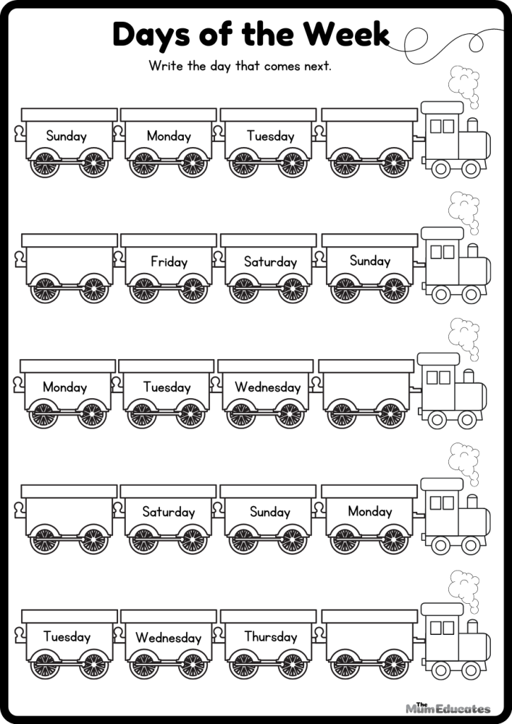 Printable Days of the Week - Free - The Mum Educates - Worksheets Library