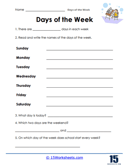 Days of the Week Worksheets - 15 Worksheets.com - Worksheets Library