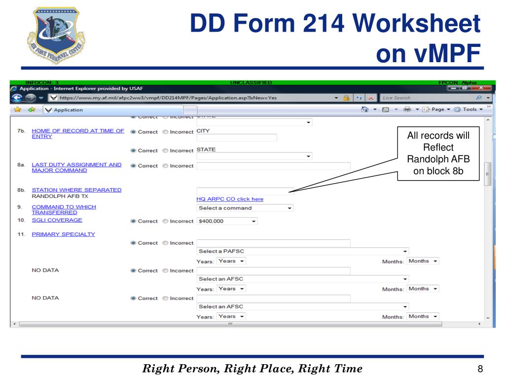 PPT - DD Form 214 Instructions - Retirements - Separations ... - Worksheets Library
