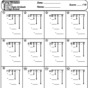 Long Division With Decimals and Remainders Grade 5: (100 ...