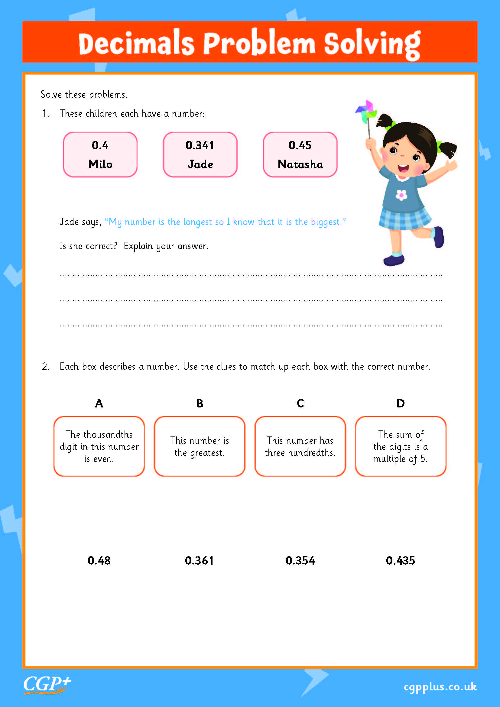 Decimal Place Value Problem Solving (Year 6) | CGP Plus - Worksheets ...