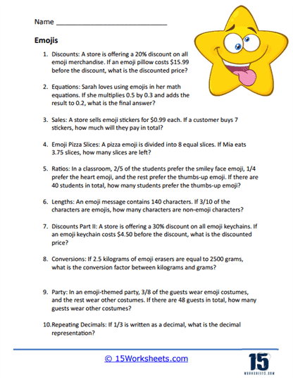 Solving Decimal Word Problems Interactive Worksheet