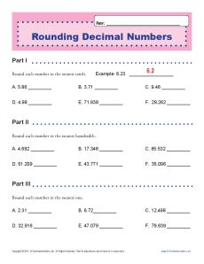 Rounding Decimal Numbers | Decimal Place Value Worksheets for 5th ...