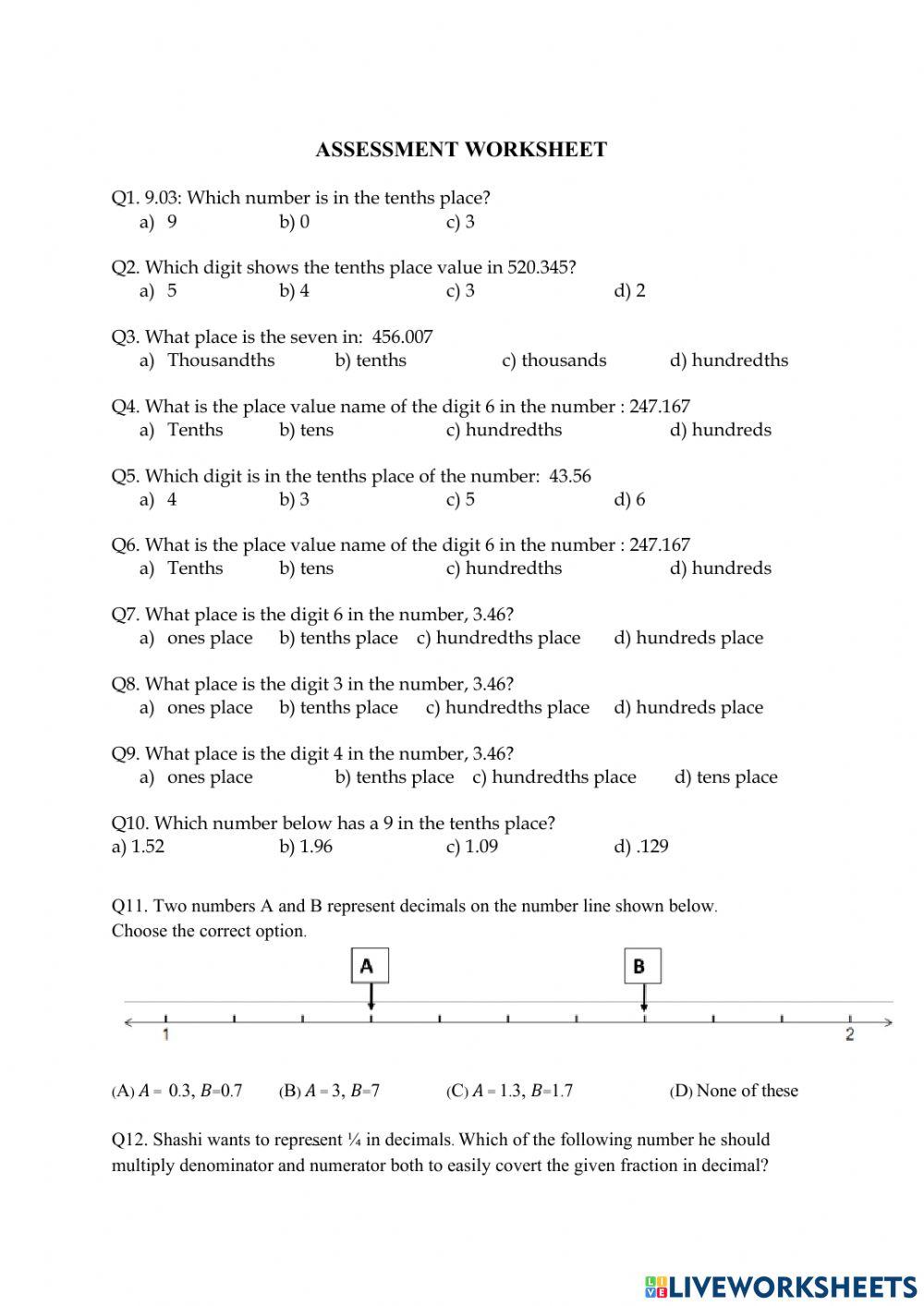 Decimals Worksheet For 6 Live Worksheets Worksheets Library Decimals Worksheet For 6 Live Worksheets Worksheets Library
