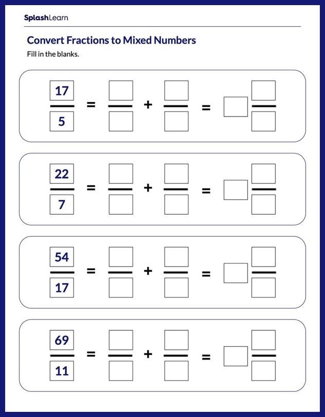 Mixed Numbers And Improper Fractions A Worksheet 4th Grade Pdf Worksheets Library