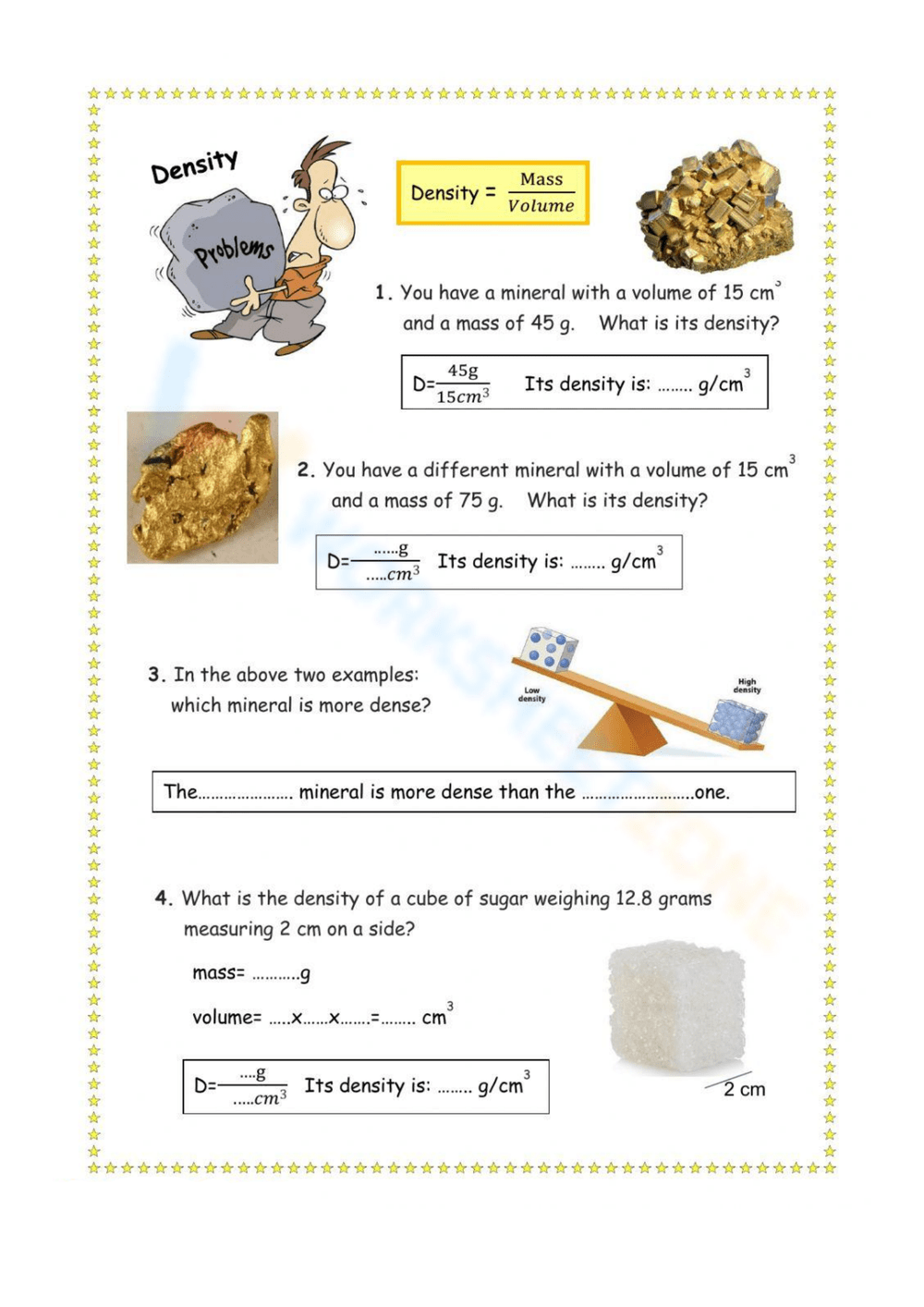 Free Printable Density Worksheets - Density of Matters - Worksheets Library