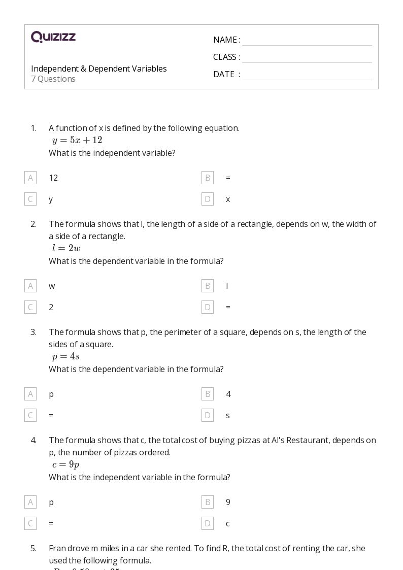 Free dependent independent variable worksheet, Download Free dependent ...