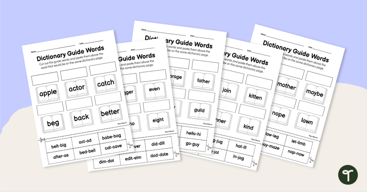 Dictionary Guide Words Cut and Paste | Teach Starter - Worksheets Library