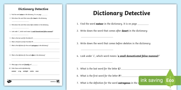 Free dictionary worksheet, Download Free dictionary worksheet png ...