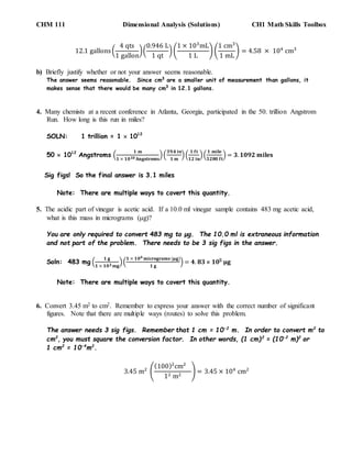 Problem Solution - Dimensional Analysis | PDF - Worksheets Library
