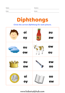Diphthong OU OW Vowel Sounds Activity Packet and Worksheets ...