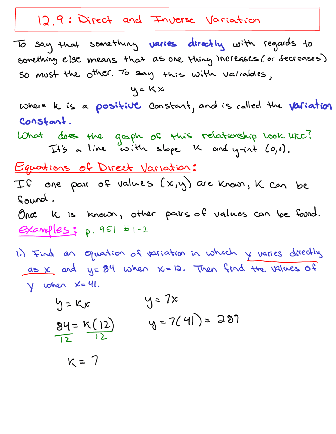 Algebra 2 â€ Lesson 10a Worksheet Direct Inverse And Joint