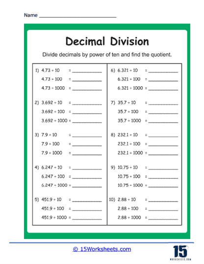Decimal Division Worksheets - 15 Worksheets.com - Worksheets Library