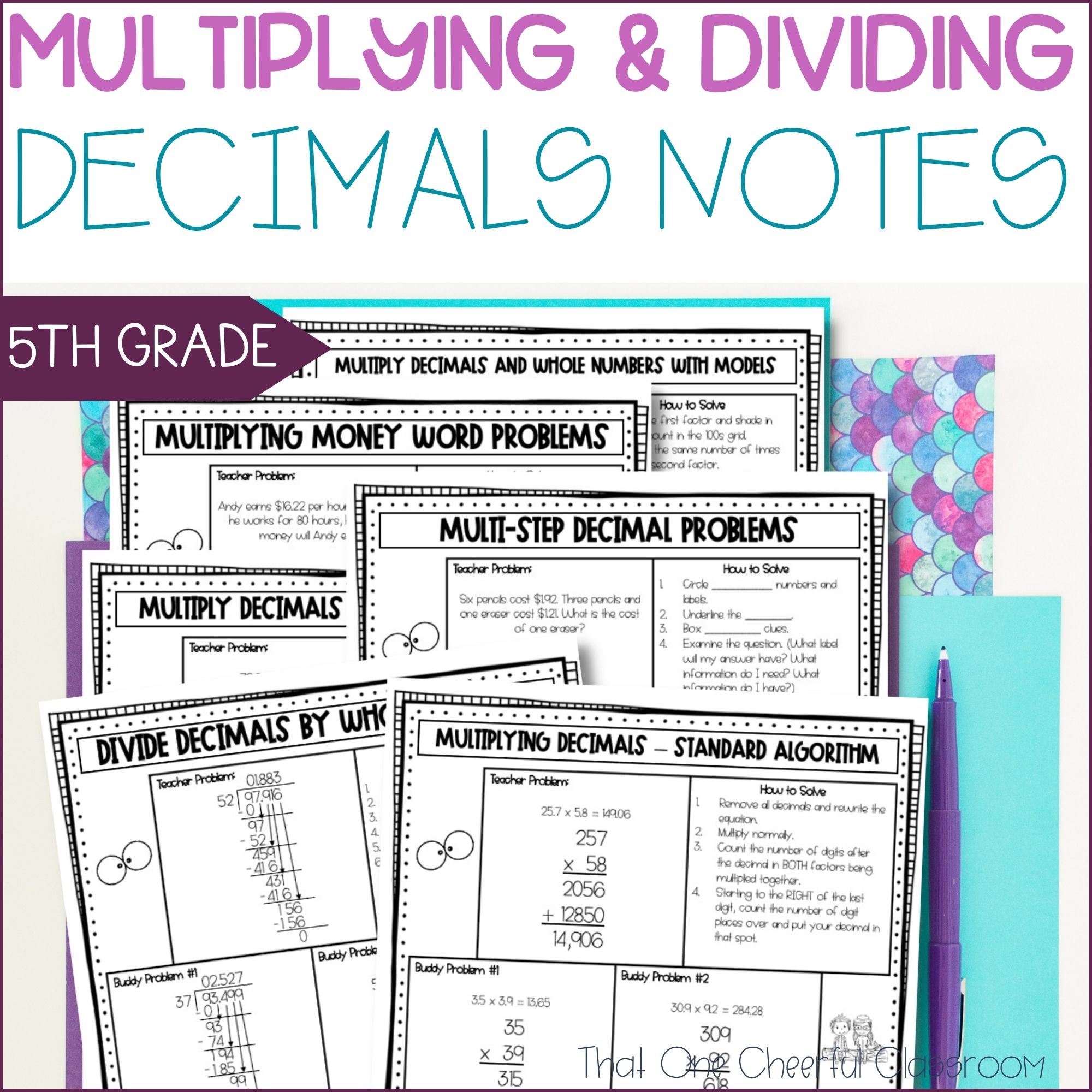 5th Grade Multiplying & Dividing Decimals and Word Problems Guided ...
