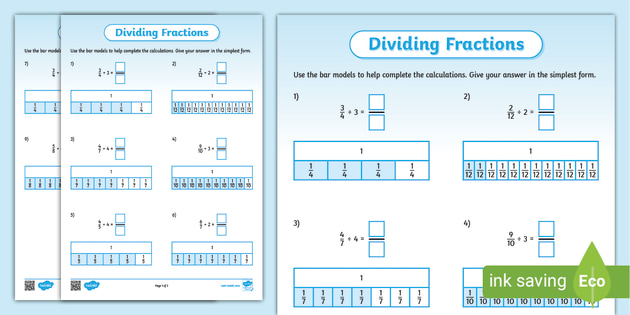 Free dividing fractions using models worksheet, Download Free dividing ...