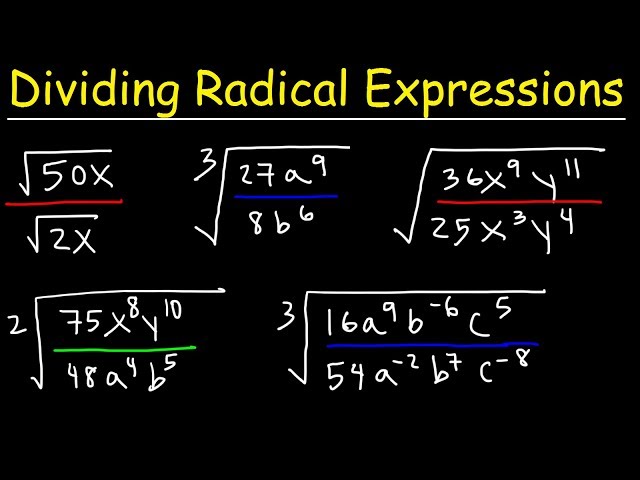 Dividing Radical Expressions With Variables and Exponents - Worksheets ...