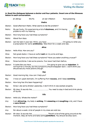 ESL Visiting a Doctor Roleplay - Worksheets Library