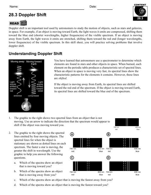 28.3 Doppler Shift - CPO Science - Worksheets Library