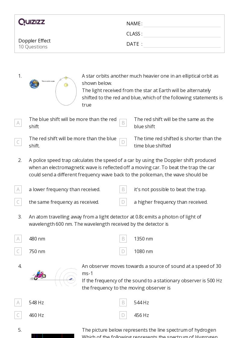 Doppler effect worksheet | Mariangel Güerere | uDocz - Worksheets Library