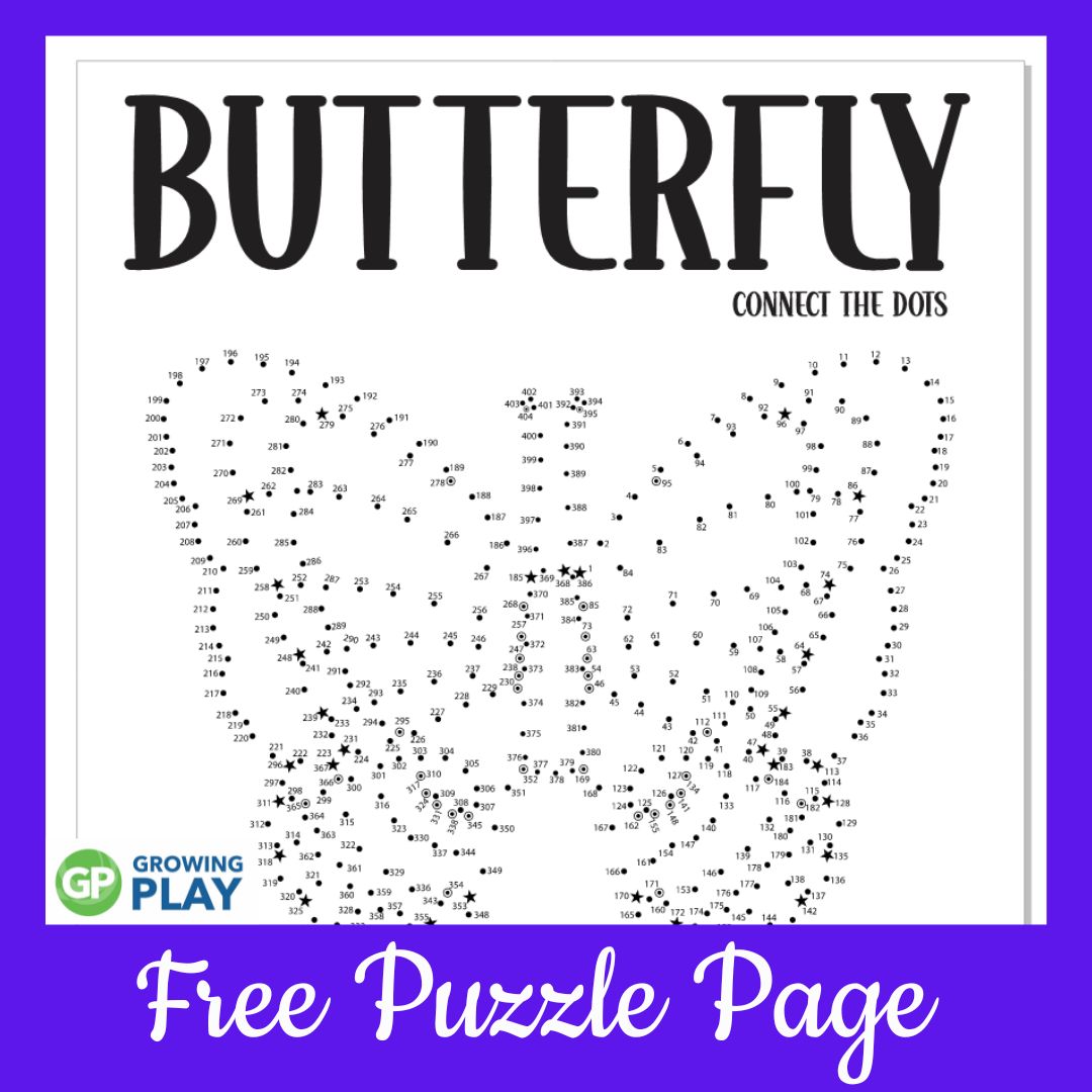 Butterfly Dot to Dot FREE PDF Printable - Growing Play - Worksheets Library