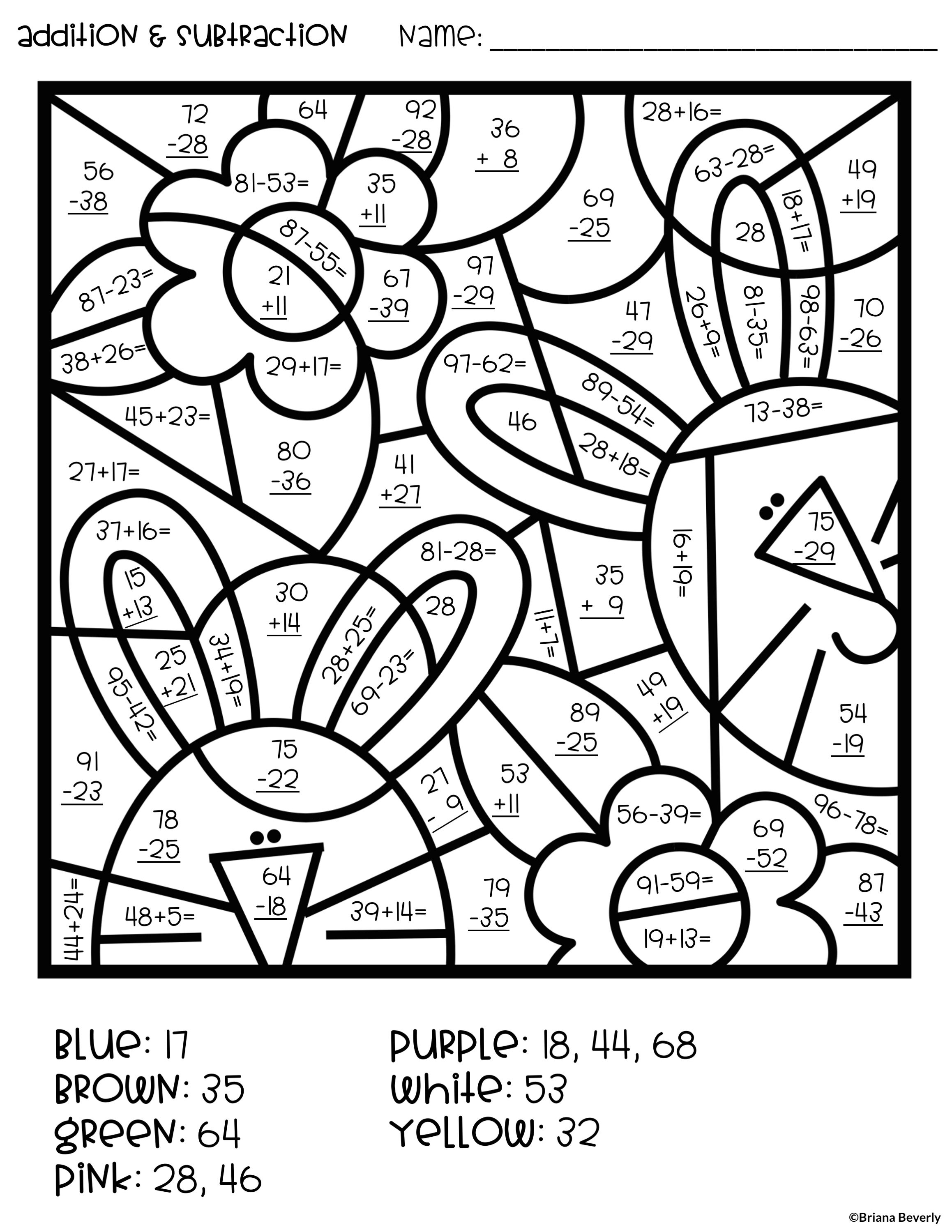 Addition Color By Number - Superstar Worksheets - Worksheets Library