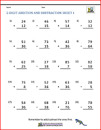 2 Digit Addition and Subtraction Worksheets - Worksheets Library
