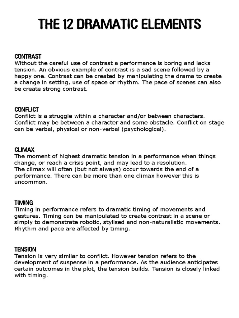 The 12 Dramatic Elements | PDF | Symbols | Gesture - Worksheets Library