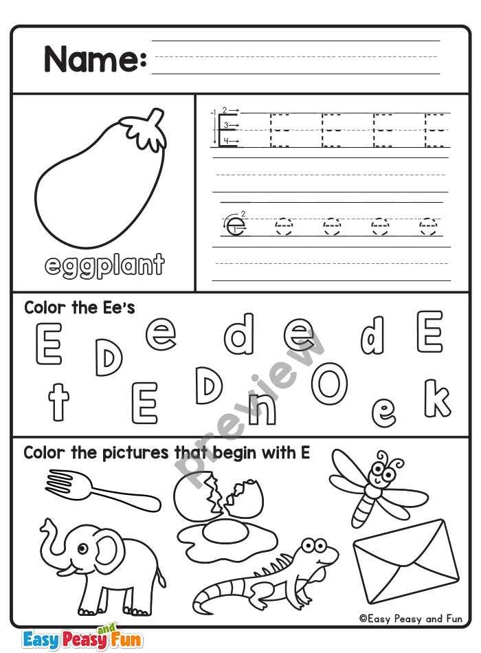 Letter E Worksheets for Preschool and Kindergarten - Easy Peasy ... - Worksheets Library