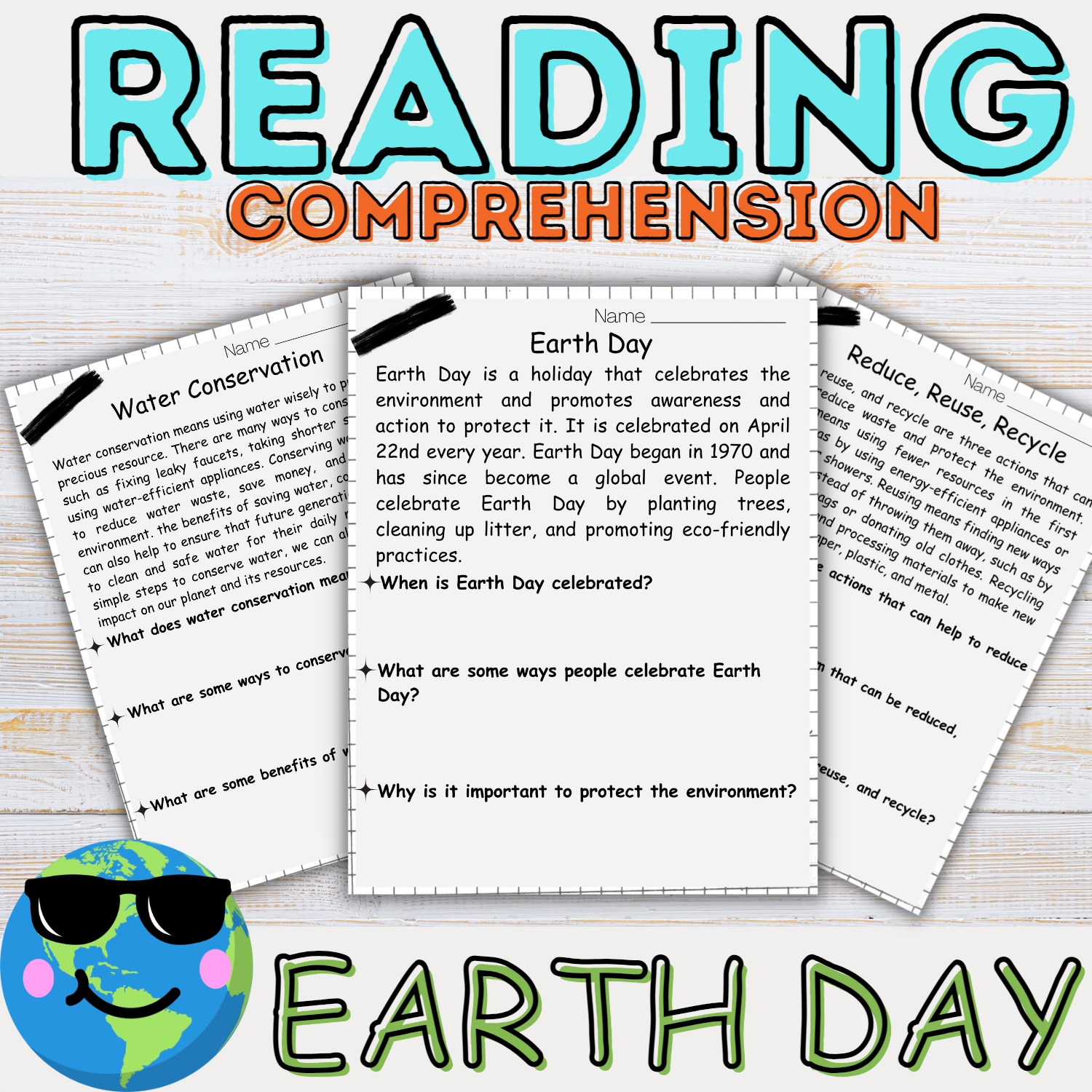 Earth Day Reading Comprehension-Spring Reading-Passages-Close ...