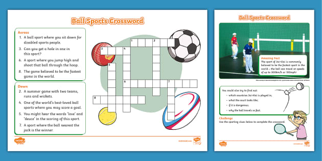 Sports Crossword Clues | Ball Sports | Home Learning - Worksheets Library