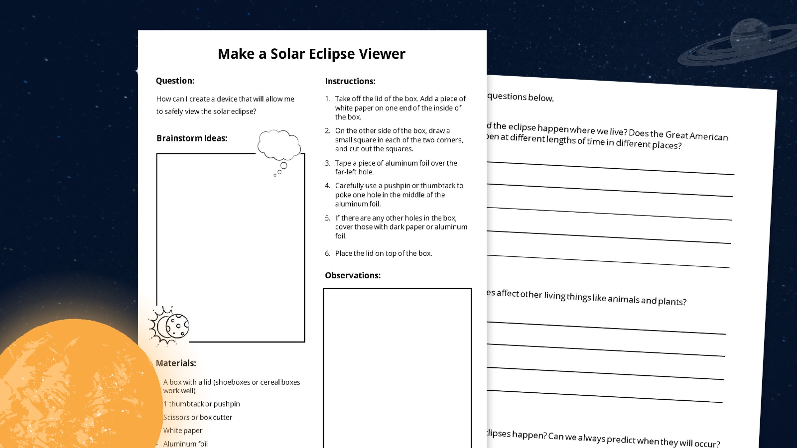 Free eclipse worksheet middle school, Download Free eclipse worksheet ...