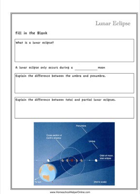 Lunar Eclipse Worksheet - Homeschool Helper Online - Worksheets Library