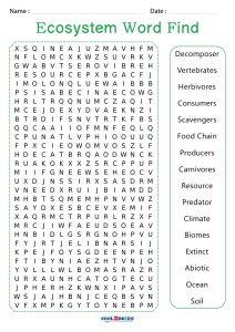 Printable Ecosystem Word Search - Worksheets Library