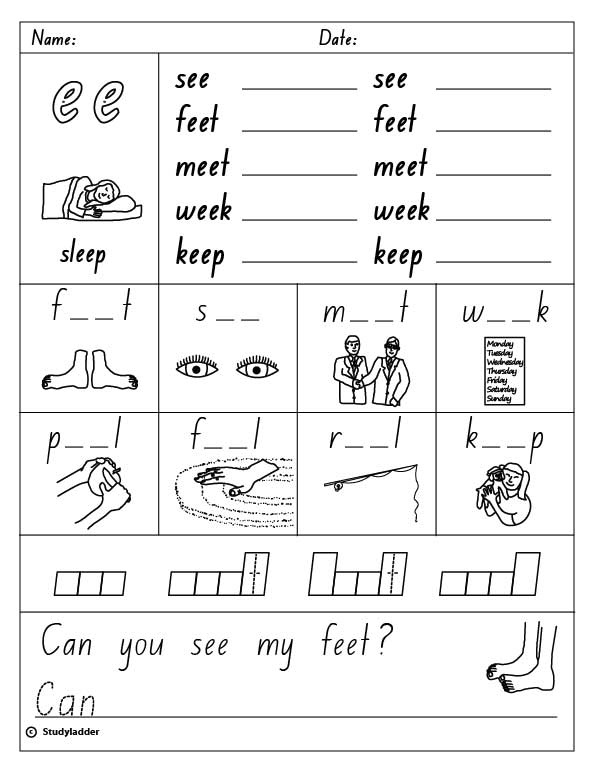 Vowel Teams EE EA Phonics Worksheets & Activities NO PREP Long E Pairs - Worksheets Library