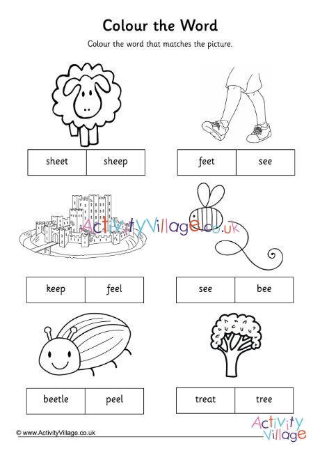 ee Words - Kindergarten Worksheet - Free Phonics Printable - Worksheets Library