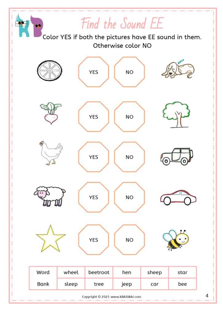 ee as in feet Worksheets | Ee words, Phonics worksheets, Sight ... - Worksheets Library