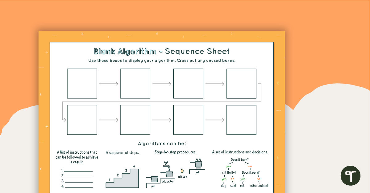 8-Step Algorithm Sequence Sheet - Middle Primary | Teach Starter - Worksheets Library