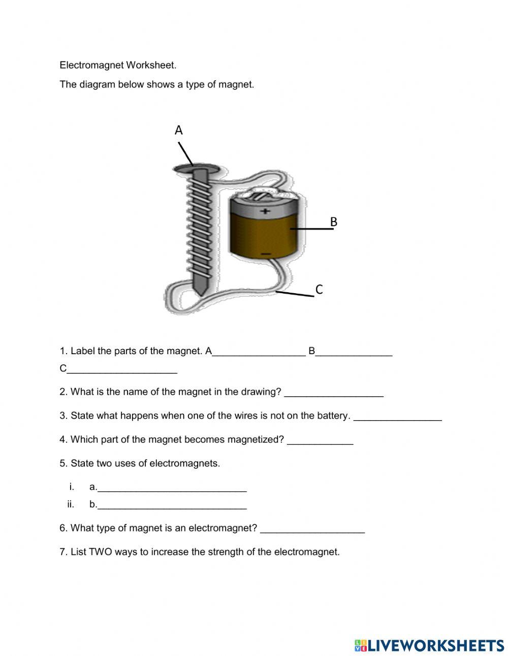 Electromagnet Worksheet Online Exercise For Live Worksheets Worksheets Library