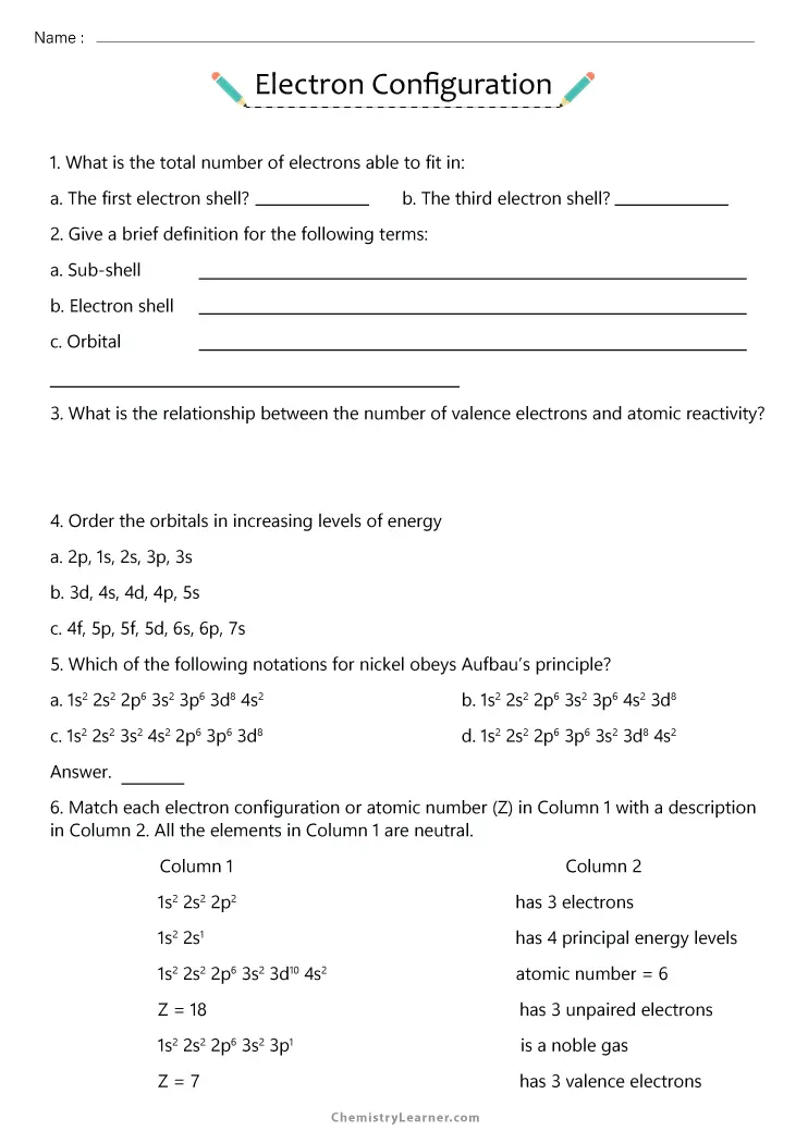 Free Printable Electron Configuration Worksheets Worksheets Library Free Printable Electron Configuration Worksheets Worksheets Library