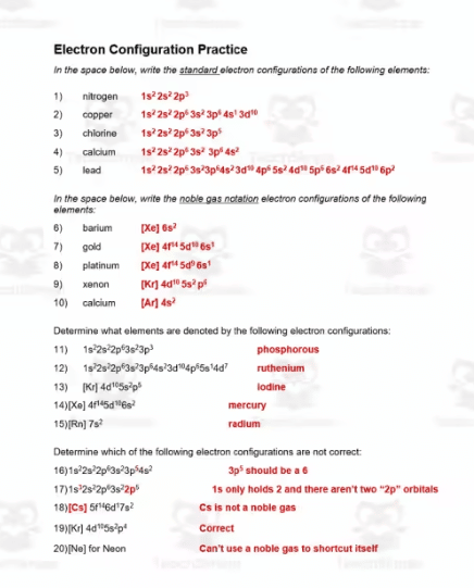 The Best Electron Configuration Practice Worksheet The Teach