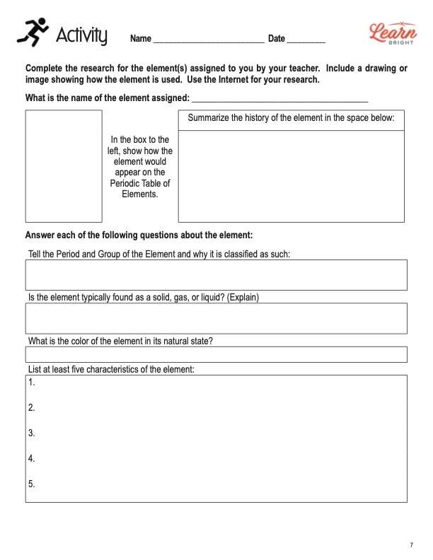 Periodic Table of Elements - Worksheets Library