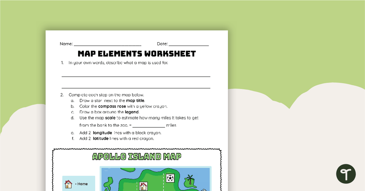 Free elements of a map worksheet, Download Free elements of a map worksheet png images, Free ...