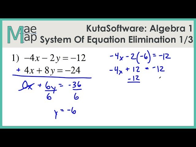 Kutasoftware Algebra 1 System Of Equations Elimination Part 1