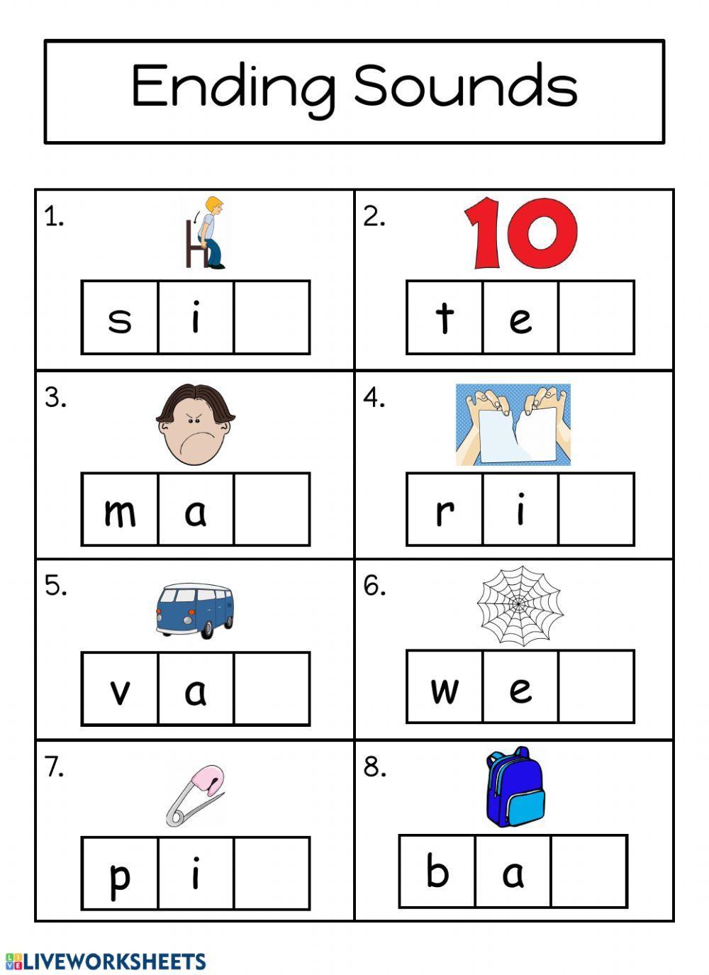 Ending Sounds worksheet | Live Worksheets - Worksheets Library