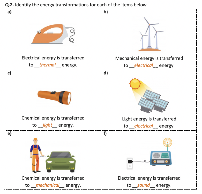 Energy Transformations - Worksheet | Printable and Distance ...