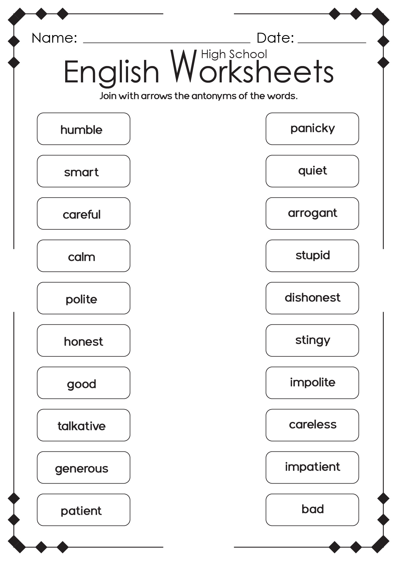 13 High School English Language Arts Worksheets Free PDF At 13 High School English Language Arts Worksheets Free PDF At