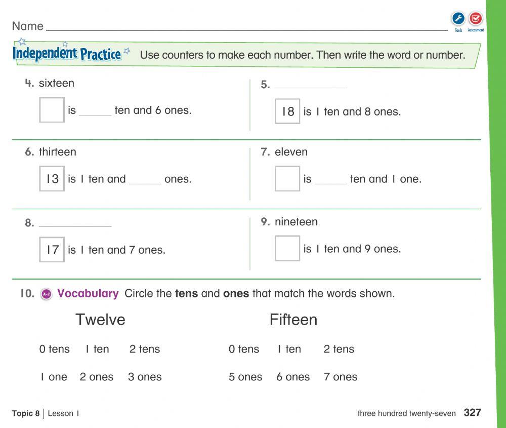 EnVision Math - Grade 1 - Lesson 8.1 online exercise for | Live ...